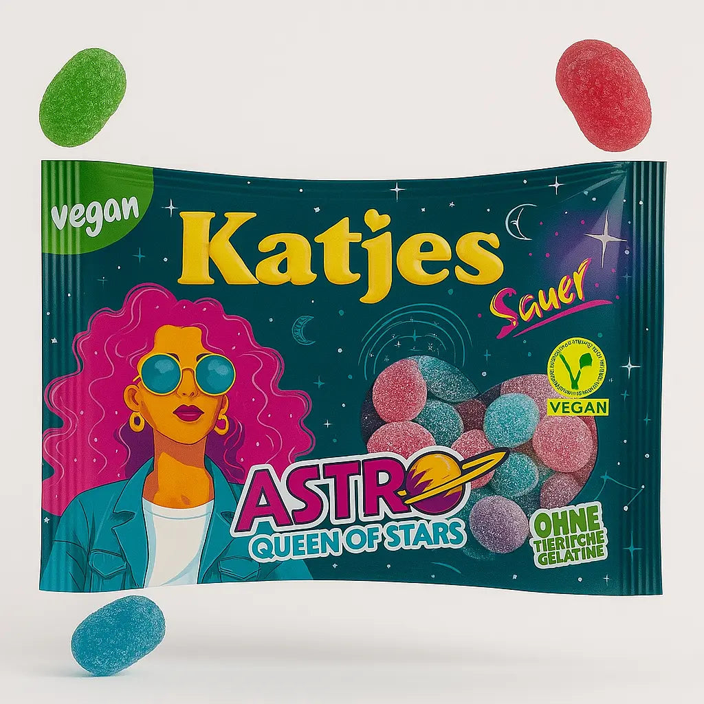 Katjes Astro Queen of Stars Sauer 175g – Syrligt vegangodis | Butikkom